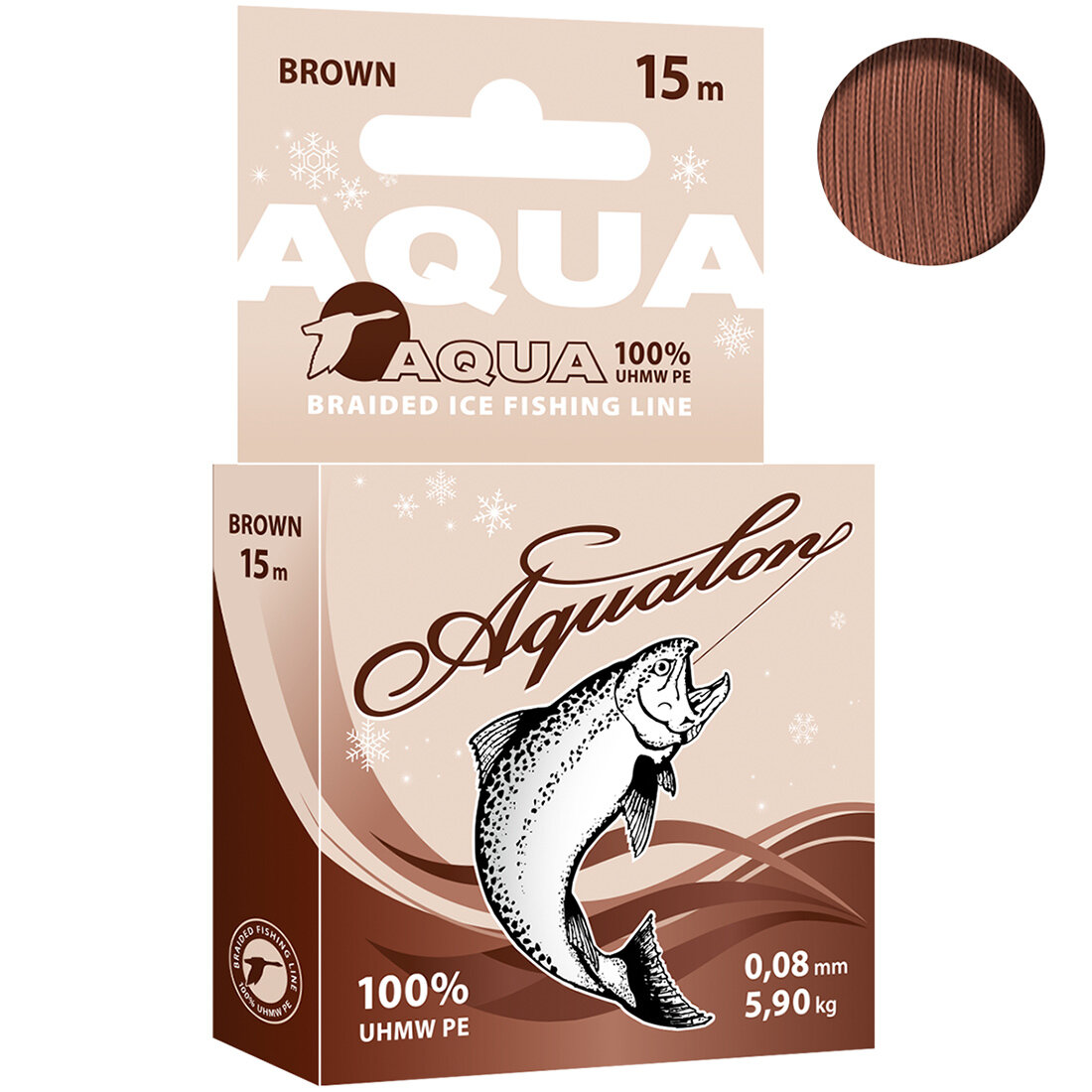 Плетеный шнур для рыбалки AQUA Aqualon Brown зимний 0,08mm 15m