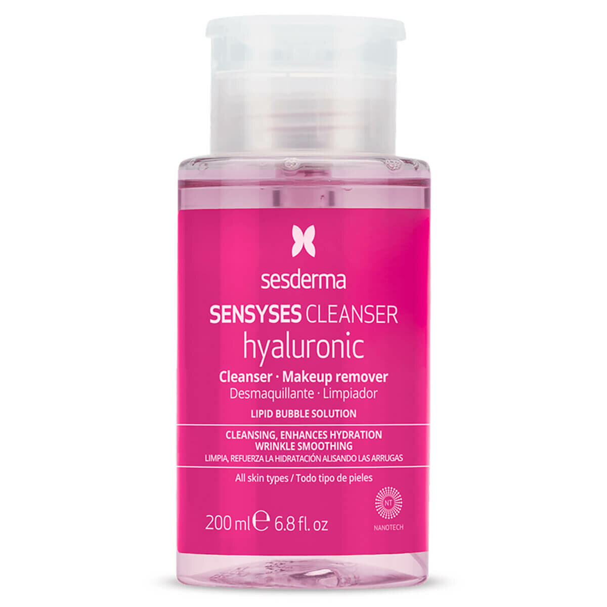 SENSYSES Hyaluronic Лосьон липосомальный увлажняющий антивозрастной для снятия макияжа, 200 мл, Sesderma