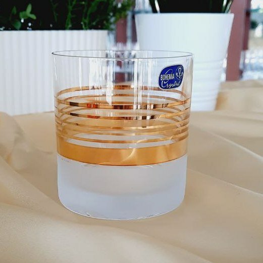 Набор стаканов для виски "Барлайн" матовое дно/золото 280 мл, 6 штук, Богемия, Crystallex
