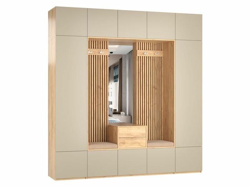 Прихожая в коридор "Дуглас 19" 225х240х50 Дуб крафт золотой / Бромелия