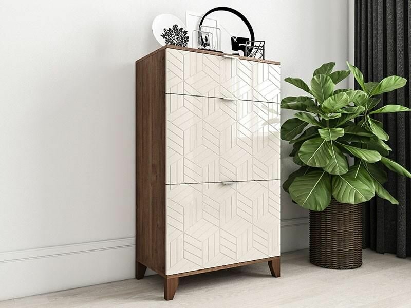 Комод для вещей "Сканди 8" 70х120х40, орех гварнери / ваниль глянец