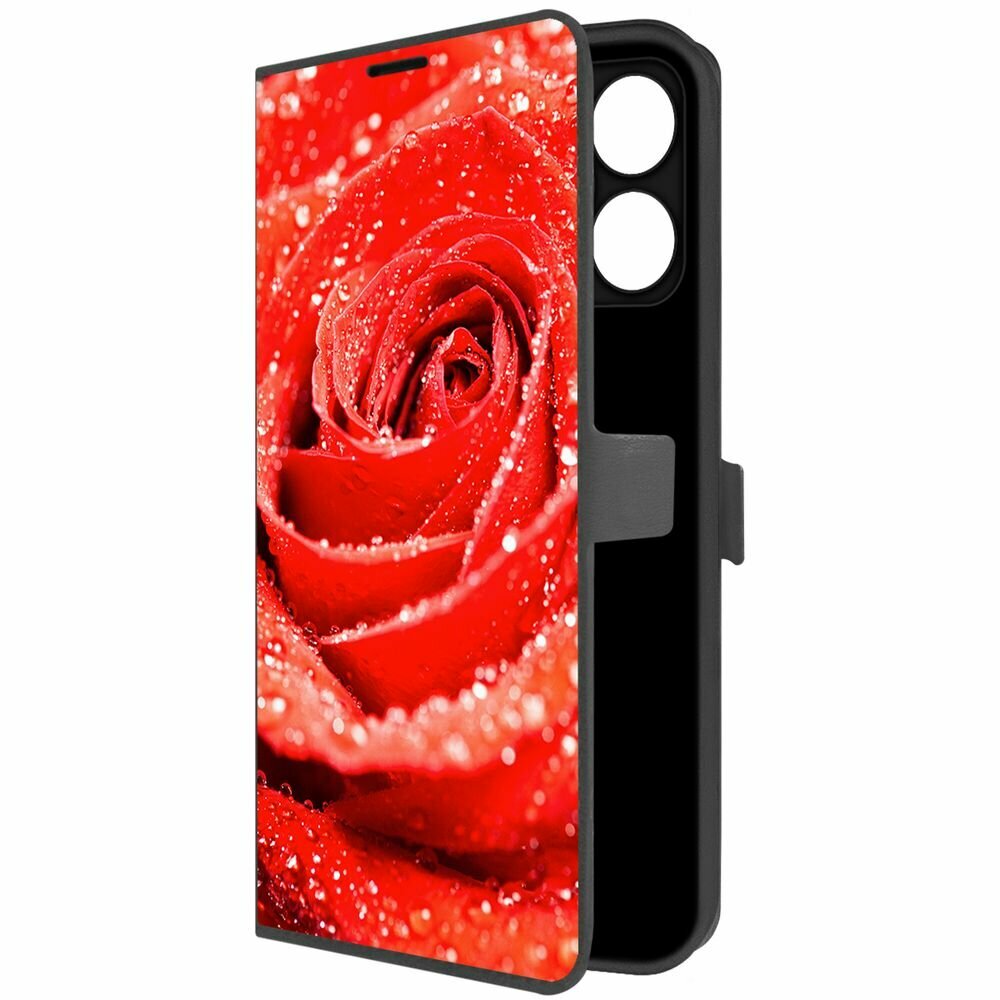 Чехол-книжка Krutoff Eco Book для Realme Note 50 Роза (черный)