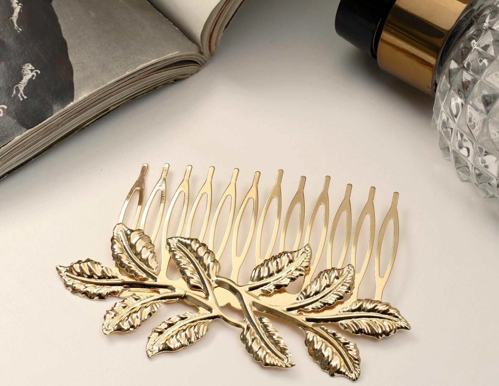 Гребень для волос Либерти веточка, 5х8 см, золото