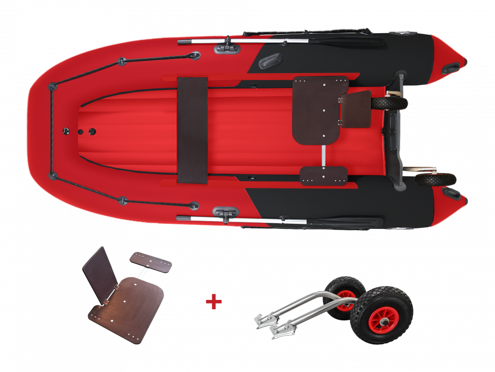 Комплект надувная лодка НДНД Grouper 350 с сиденьем "Сикосари" (черно-красный)
