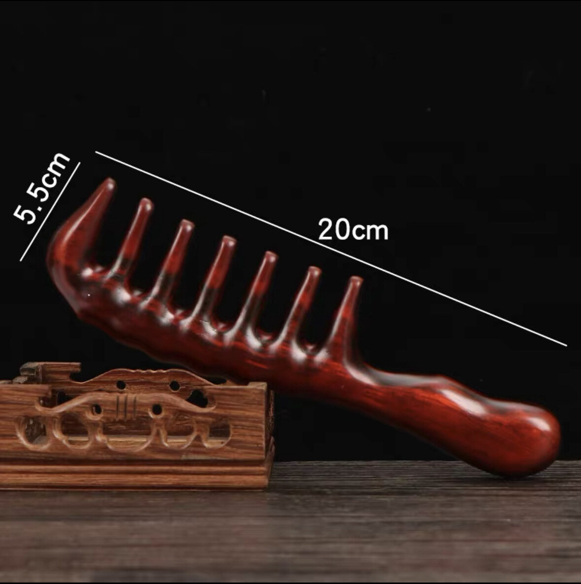 Аргентинский зеленый сандаловый меридианный гребень с удлиненной ручкой, массажный гребень для головы, широкозубый гребень из розового дерева