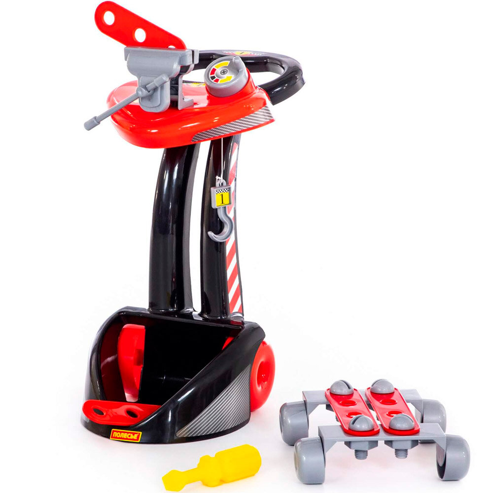 Набор игровой "Механик" (стойка с тисками и лебедкой, отвертка, 18 деталей), пластик, в коробке