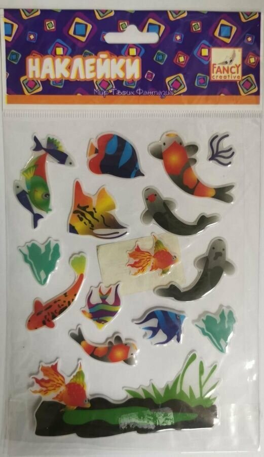 Наклейки полимерные фауна 11*15,5см, 2 дизайна, 6 штук