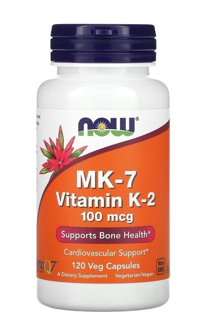 MK-7 Vitamin K-2 100 mcg NOW (120 вег кап)