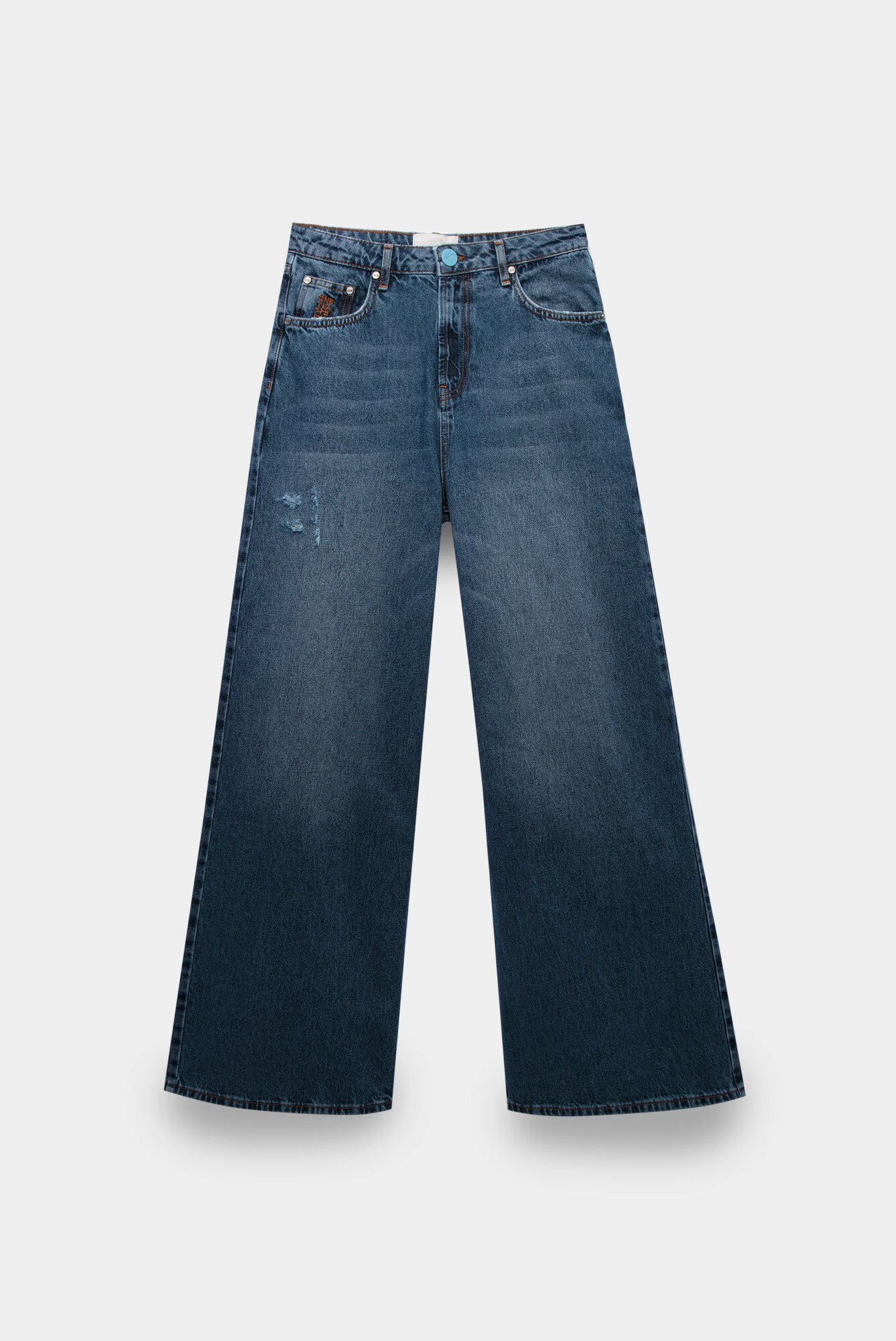 Джинсы blue thunder love machines mid waist super wide leg denim jeans 