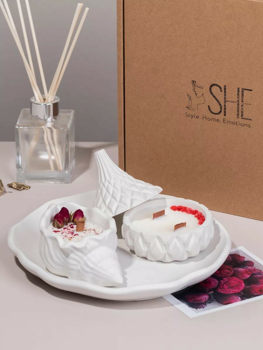 Набор подарочный ароматических свечей для интерьера и декора SHE.STYLE.Home.Emotions
