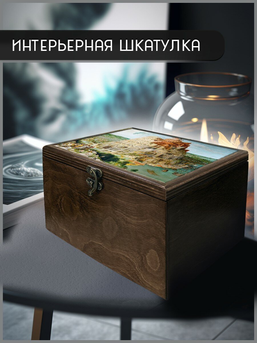 Шкатулка интерьерная для украшений универсальная 22x17x12 см Разное Вавилонская башня (Питер Брейгель старший, картины, живопись шедевры, Художники) - 855