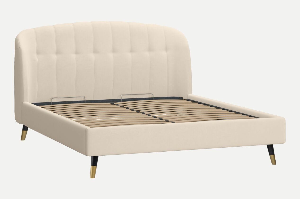 Кровать 160х200 двуспальная Divan.ru Льери 160 Велюр Светлый, 225х179х112 см