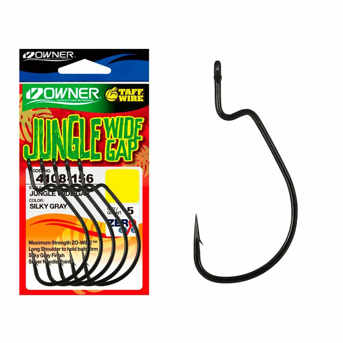 Крючки рыболовные офсетные Owner 4108 № 7/0 (3шт) Jungle Wide Gap Teflon