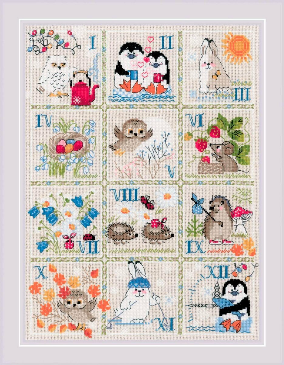 Набор для вышивания RIOLIS "Сотвори Сама", Лесной календарь, мулине, канва (1979)