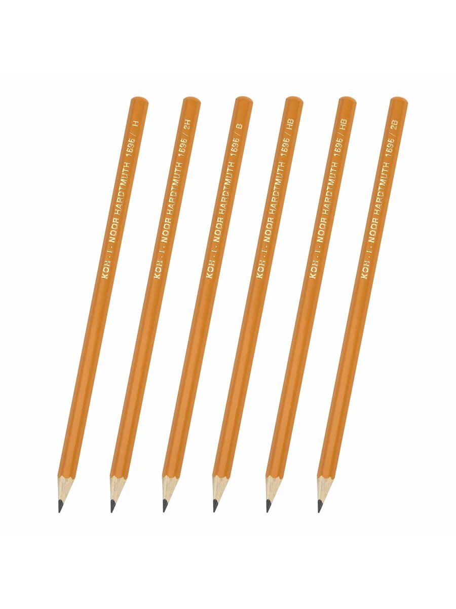 Карандаши чернографитные , 6 шт, 2Н-2В, без резинки