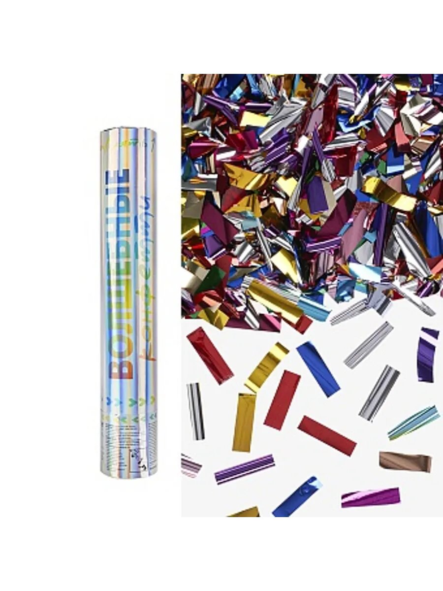 1шт. Пневмохлопушка (12/30 см), Волшебное конфетти, Прямоуго