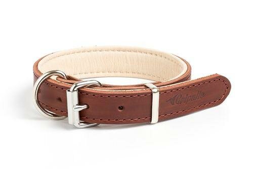 Гросс 25-40S 7948 Ошейник кожаный с мягкой бежевой подкладкой для собак, стальная фурнитура 25ммх40с