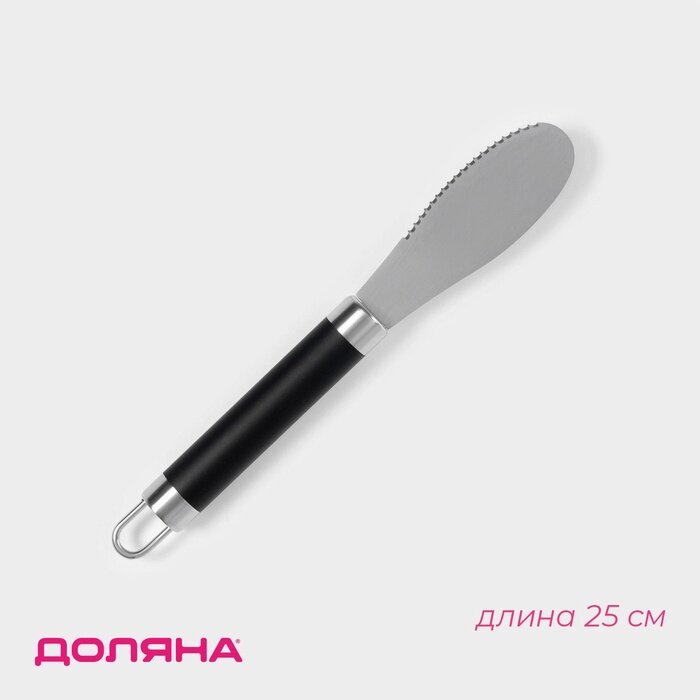 Нож для масла Доляна Venus, длина 25 см, лезвие 8.9 см, нержавеющая сталь, ручка чёрная, серебристый