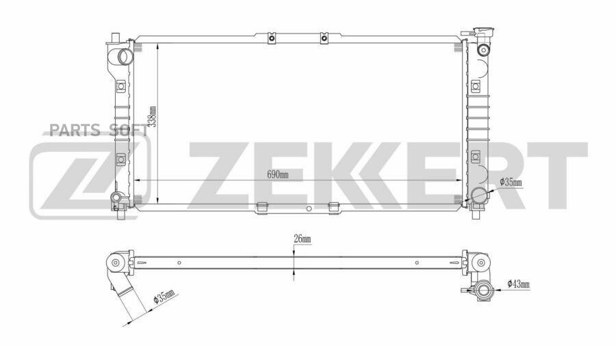 ZEKKERT MK-1482 Радиатор охлаждения двигателя Mazda 626 IV V 91- MX-6 II 92- ()