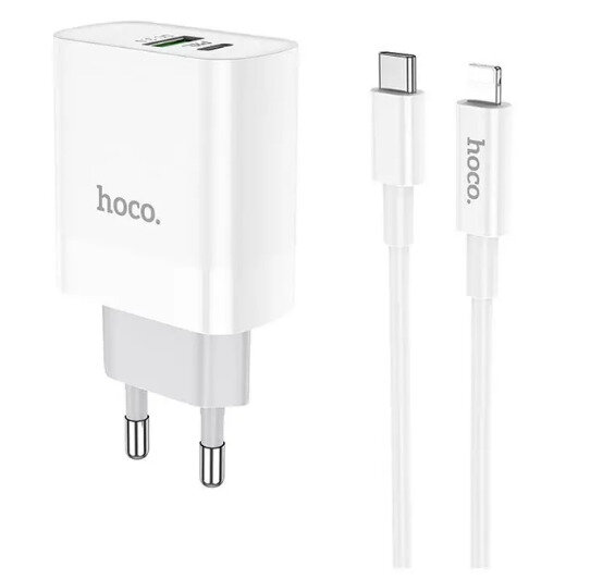 Сетевое зарядное устройство HOCO C80A USB 20W + кабель Lightning 8pin, белый