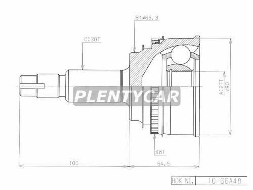 Граната наружная Hdk TO-66A48 Toyota: 43420-48040 4341033202 4342048042 4341033200 Lexus Rx (Mcu15)