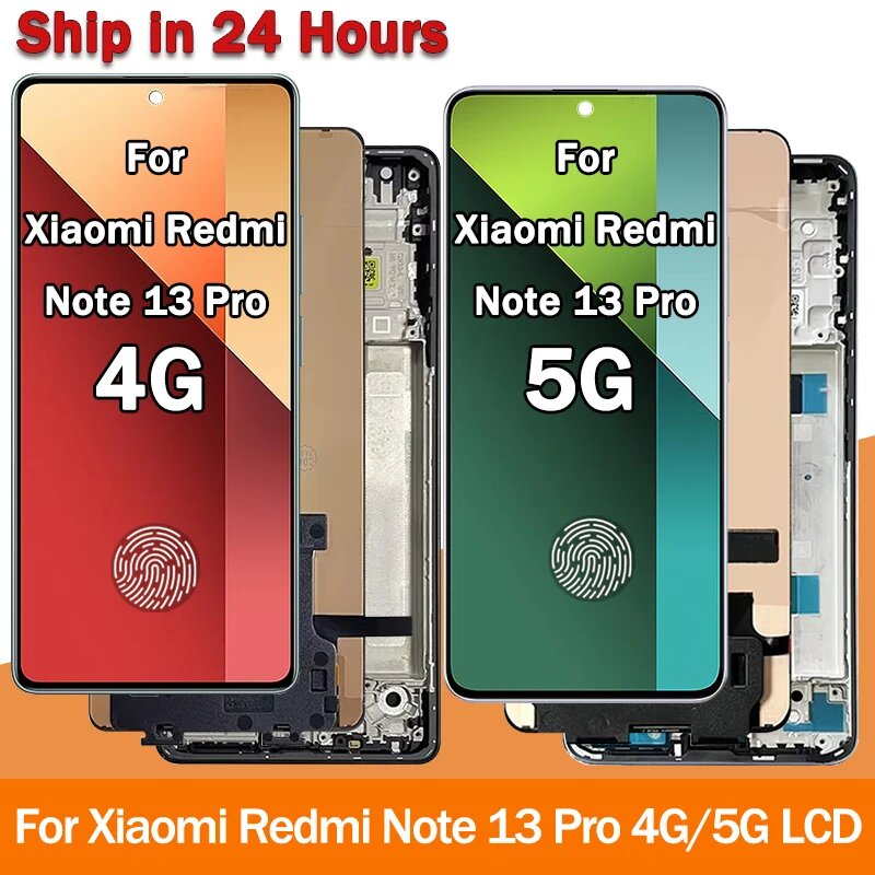 6,67 "AMOLED для Xiaomi Redmi Note 13 Pro 4G 23117RA68G ЖК-дисплей с цифровым преобразователем сенсорного экрана Note 13 Pro 2312DRA50C дисплей 5G Black Frame