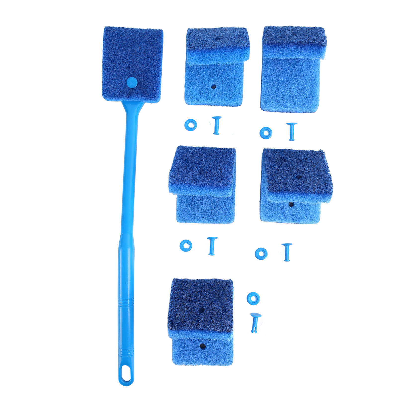 Fish Tank Cleaning Brush Long Handle Double Sided Aquarium Sponge Algae Scrubber with Hanging Holes for Glass Aquariums Blue
