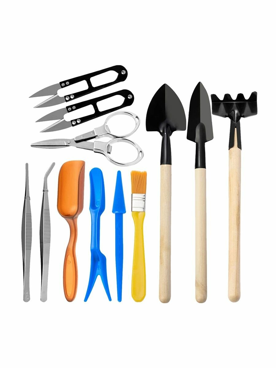 12 шт, набор инструментов для посадки мини-сада для домашнего офиса, садовые ручные инструменты для пересадки сочных бонсай и миниатюрный сказочный сад