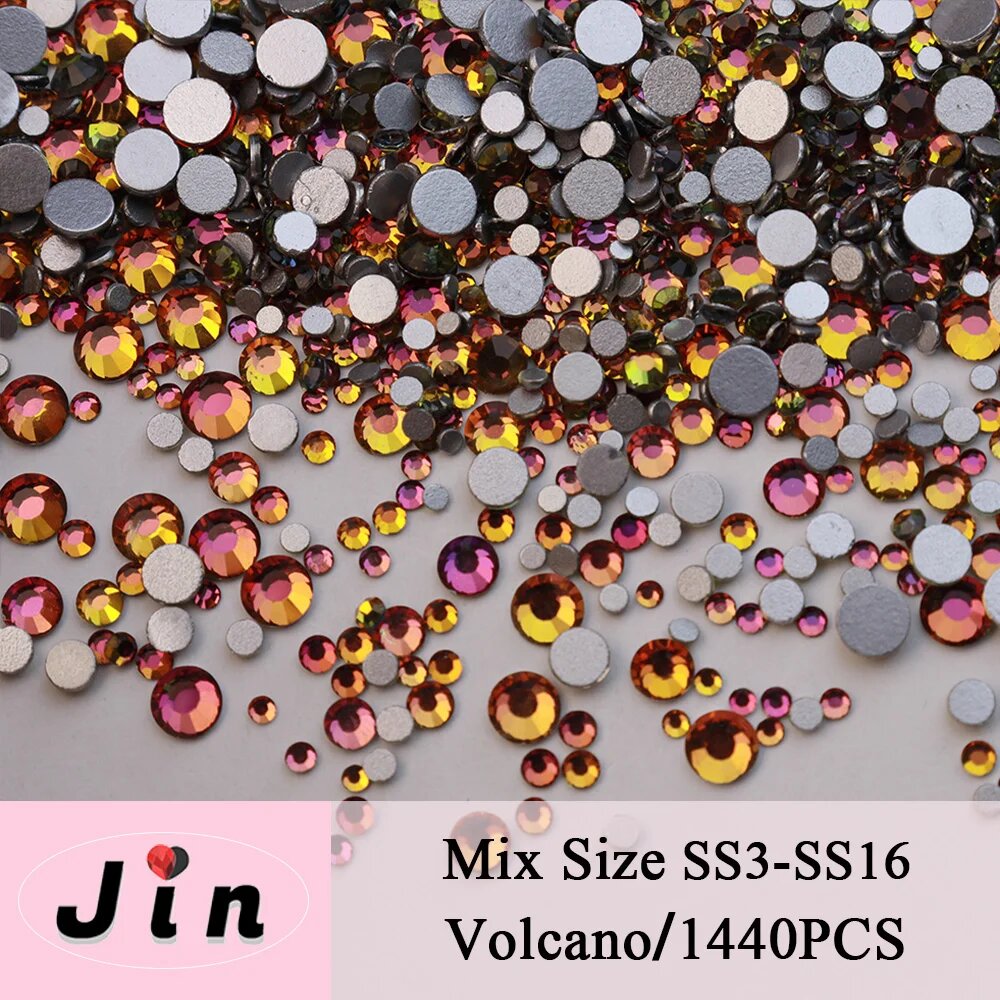 Стразы стеклянные черные JIN SS3-SS16 для декорирования Volcano