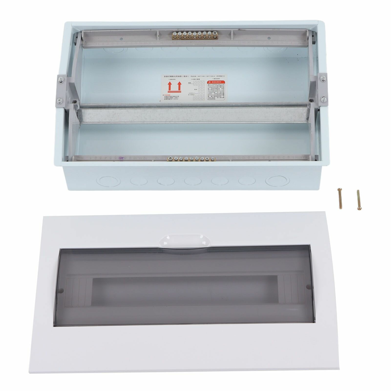 Коробка на 18 автоматов, прозрачная крышка, DIN-рейка