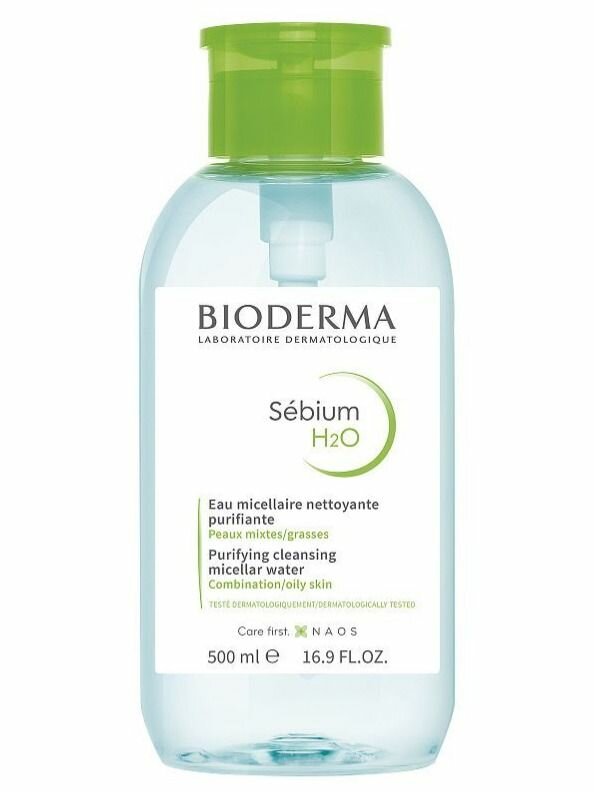 Биодерма Себиум (Bioderma Sebium) H2O Вода очищающая с помпой, 500 мл