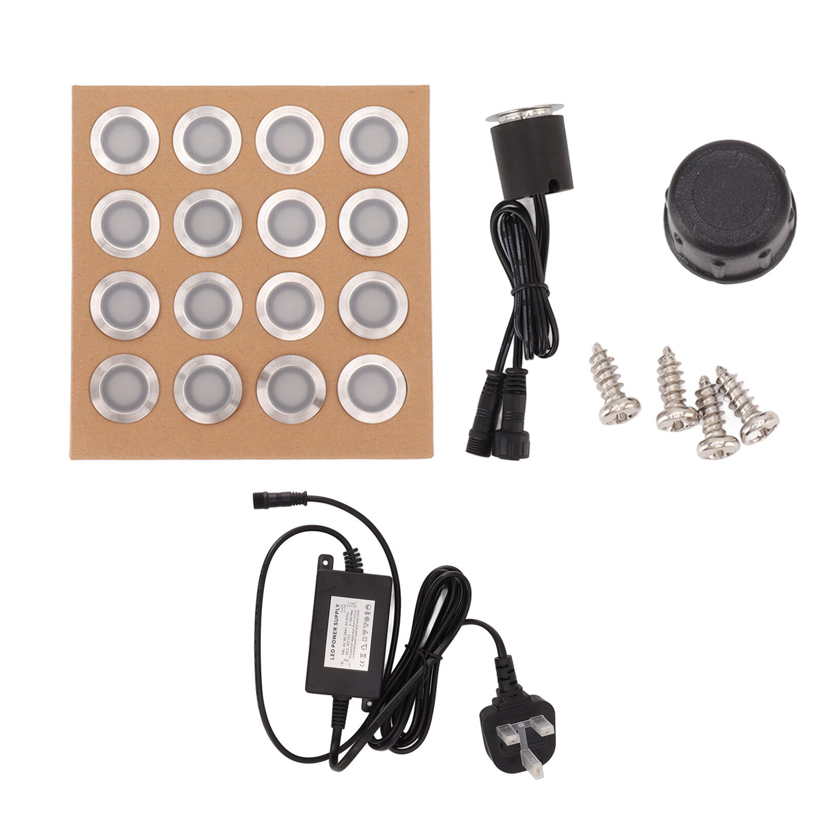 16 шт. светодиодных грунтовых светильников для сада и лестниц с защитой от воды (IP67)