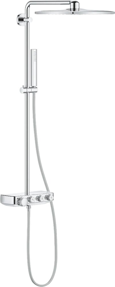 Душевая стойка Grohe Euphoria SmartControl 310 Duo Cube 26508000 со смесителем, термостатическим, хром, глянцевая, душевая система с тропическим душем, с лейкой, латунная