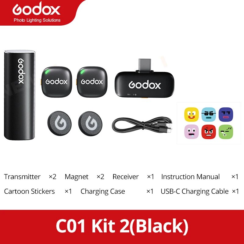 Godox C01 Kit 2(Black) Беспроводной петличный микрофон