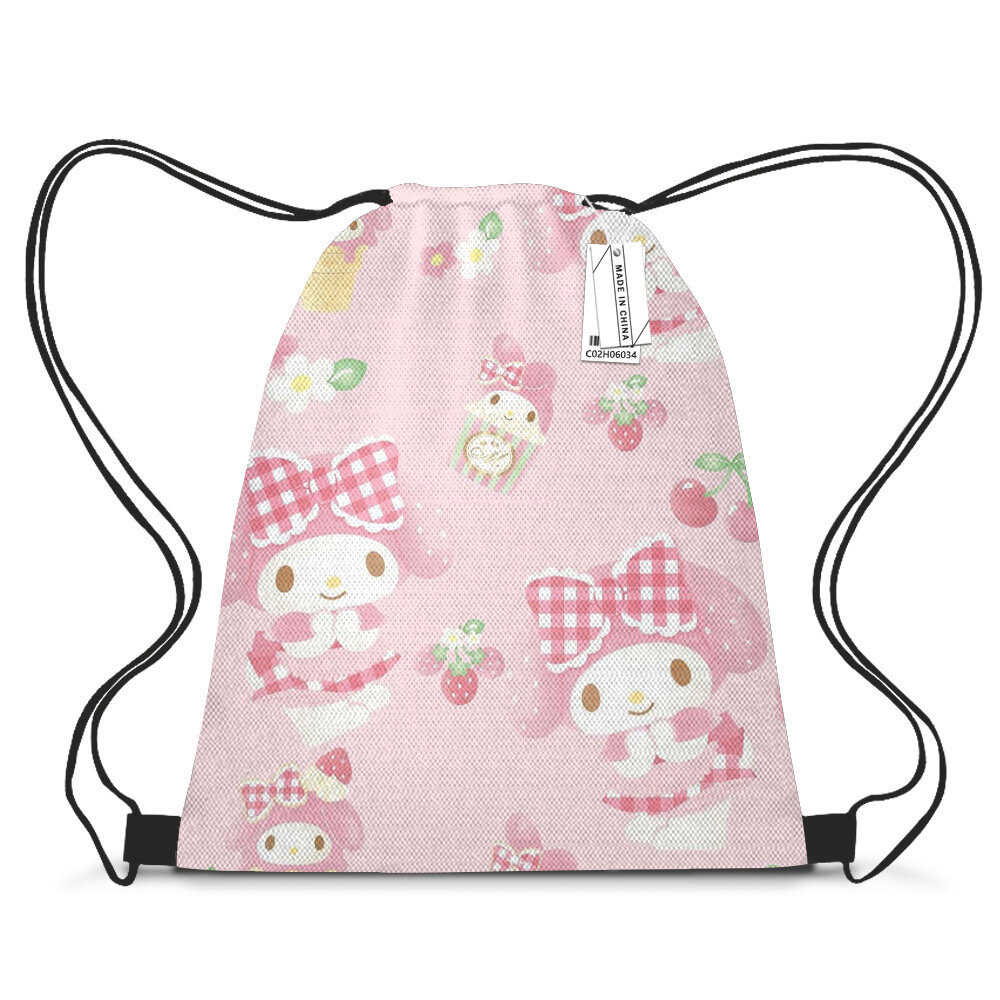 Рюкзак Hello Kitty на шнурке с принтом и карманом Melody из полиэстера, сумка для хранения большой вместимости