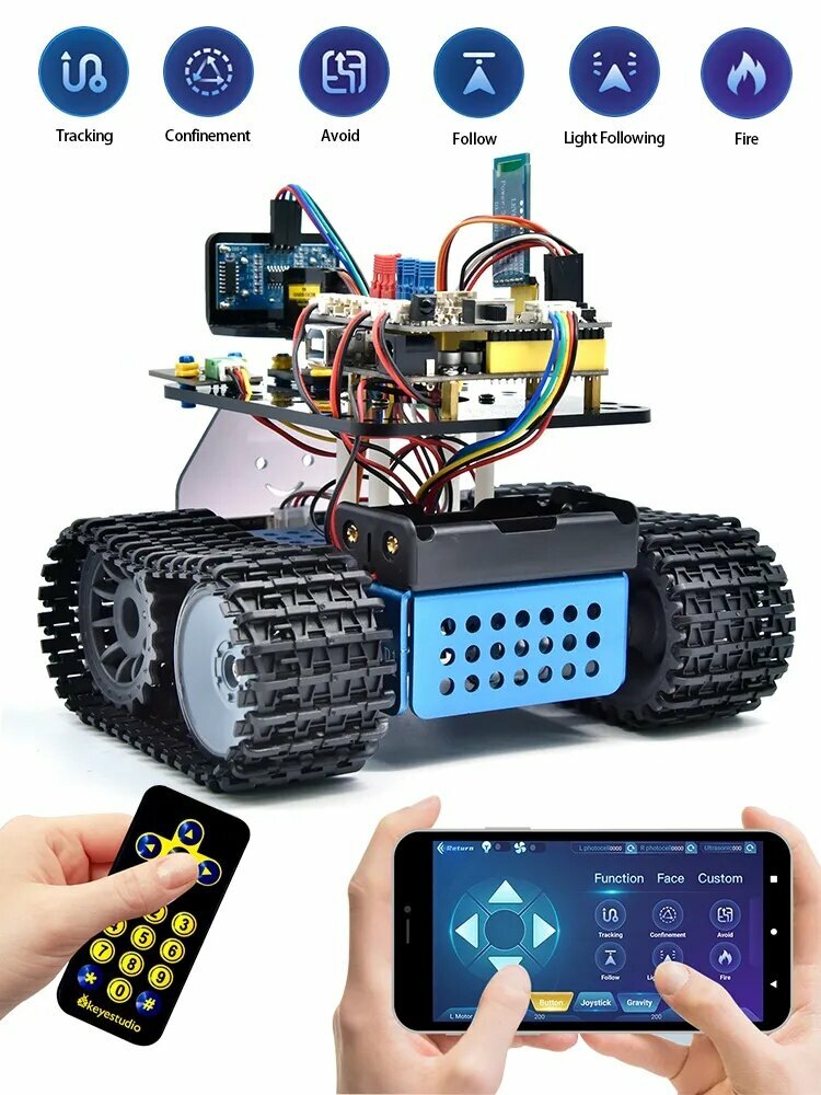 Keyestudio Mini Smart Tank Robot V3.0 для Arduino, совместимый с Arduino и Mixly