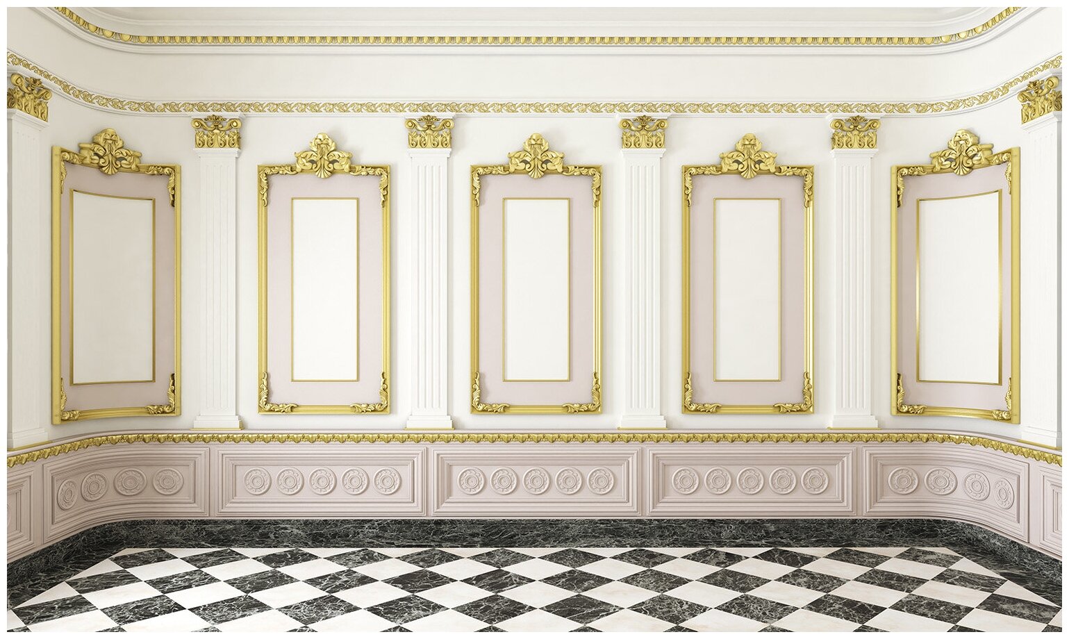 Фотообои Уютная стена "3D Классический интерьер" 460х270 см Бесшовные Премиум (единым полотном)