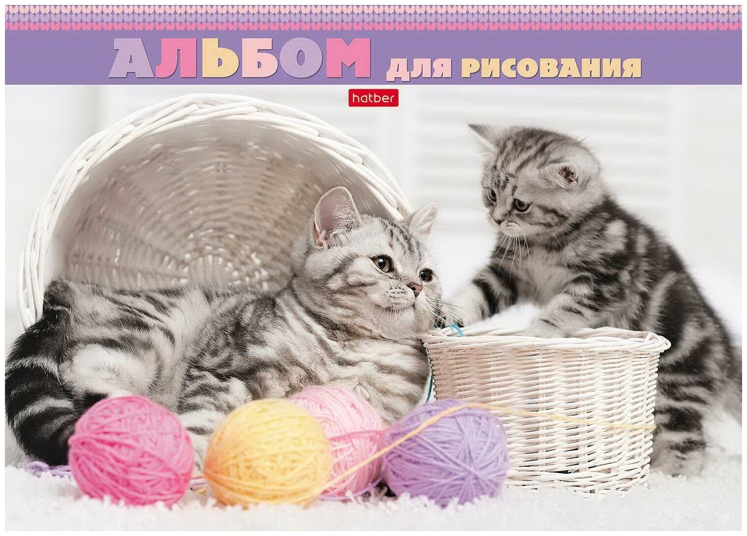 Альбом для рисования Hatber Котята и клубочки 24 листа, А4
