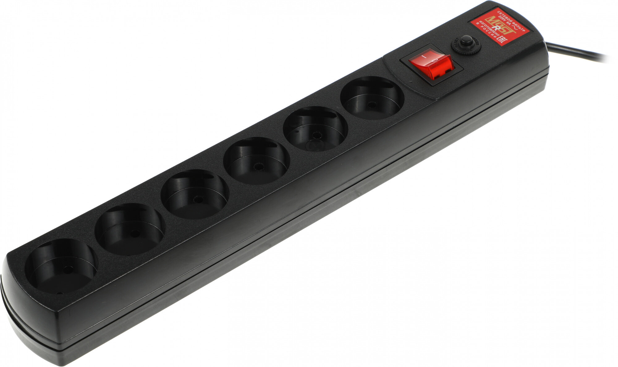 Сетевой фильтр Most R 2м, 2 метра, 6 розеток, черный