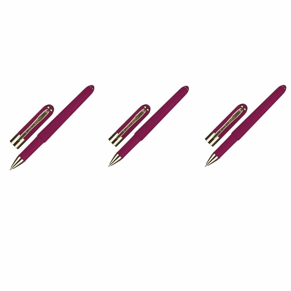 Bruno Visconti Ручка шариковая неавтоматическая Monaco пурпурный корпус, синяя, манжетка, 0,5 мм, 3 шт