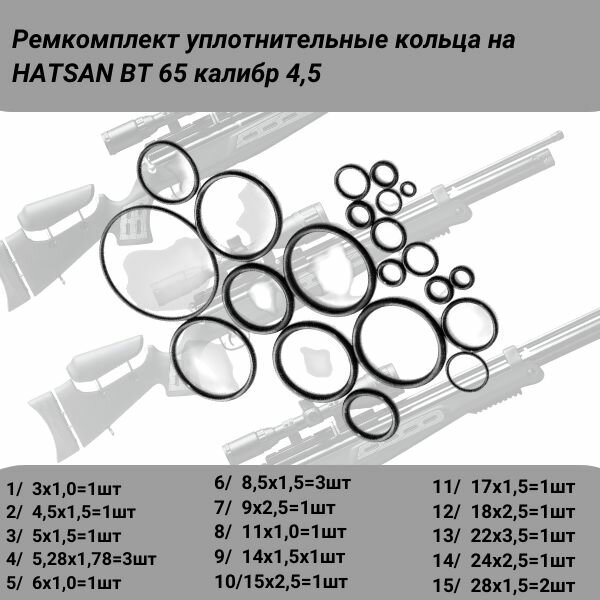 Ремкомплект уплотнительные кольца на HATSAN BT 65 калибр 4,5