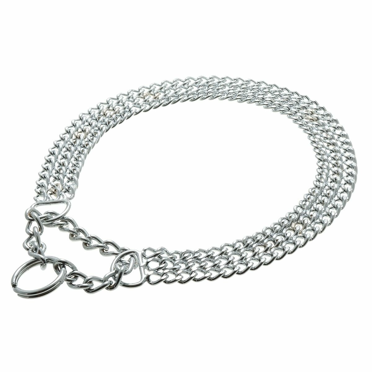 Ошейник полуудавка цепочка тройная для собак крупных и средних пород грань 2,5 мм, обхват шеи до 65 см, Zoo One