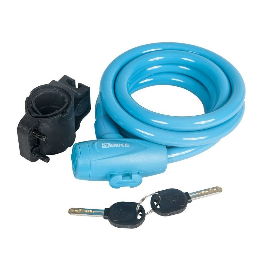 Велозамок противоугонный 4Bike 588 180 см 12x1800 мм с ключом синий