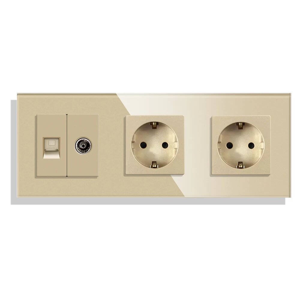Розетка Bingoelec с USB Type-C cat6 tv 2socket