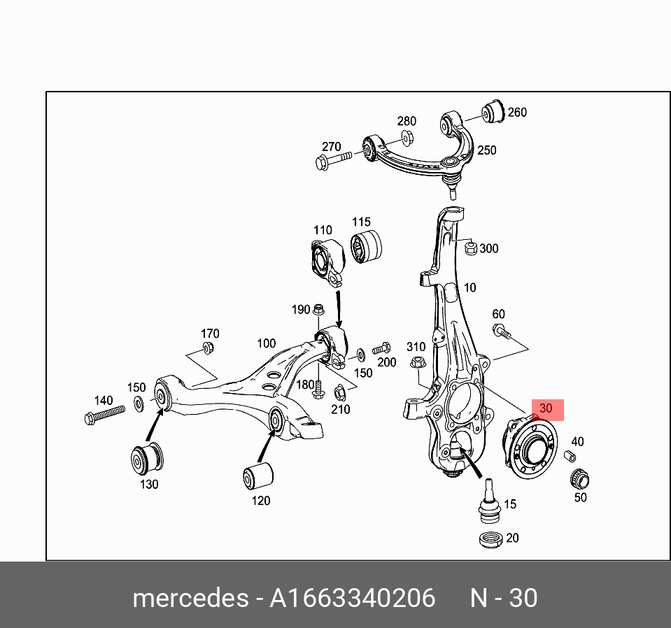 Ступица переднего колеса MB ML GLE W166 292 перед лев Mercedes A 166 334 02 06