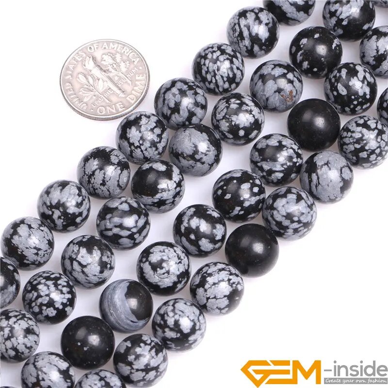 Бисер снежинка из обсидиана 8мм, 47шт GEM-inside