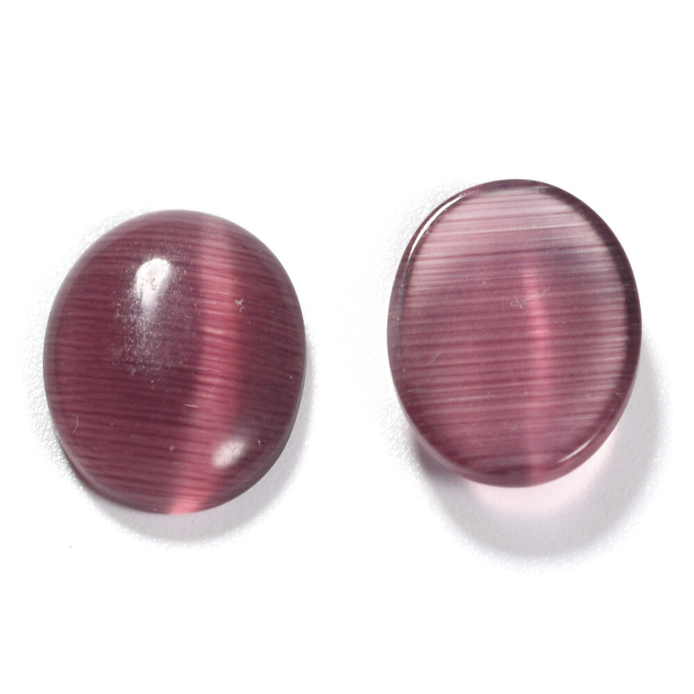 Кабошон стеклянный, 25х18мм, кошачий глаз (имитация), фиолетовый, 5 шт.