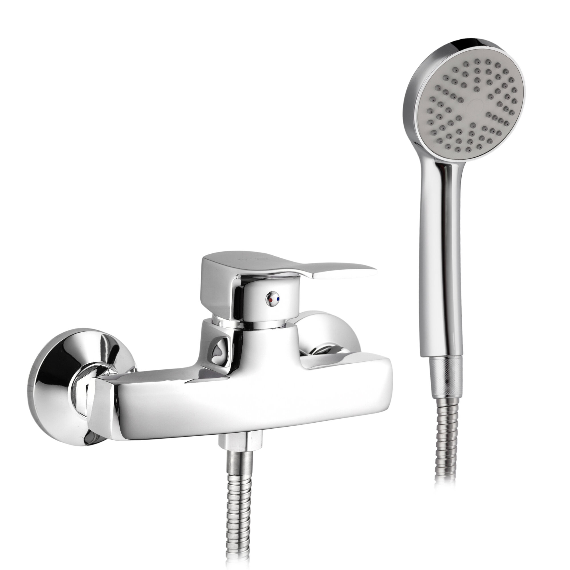 Смеситель для ванны без излива с душевым набором, хромированный