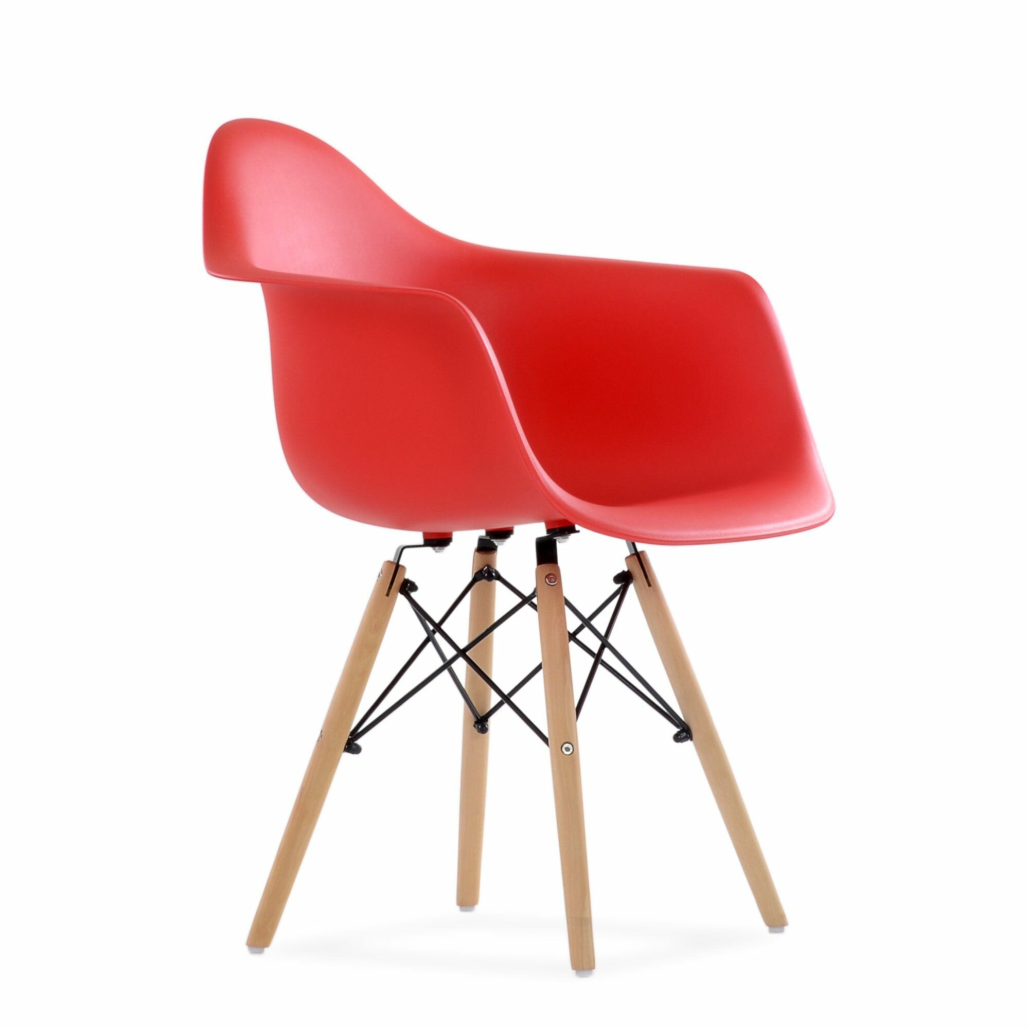 Стул-кресло Eames style STOOL MARKET синий, пластик, дерево, твердое сиденье, с подлокотниками