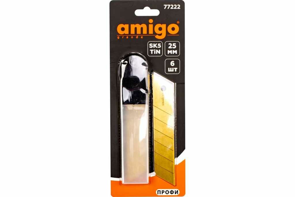 Лезвие для ножа сегментированное 25мм 6шт, 77222, AMIGO